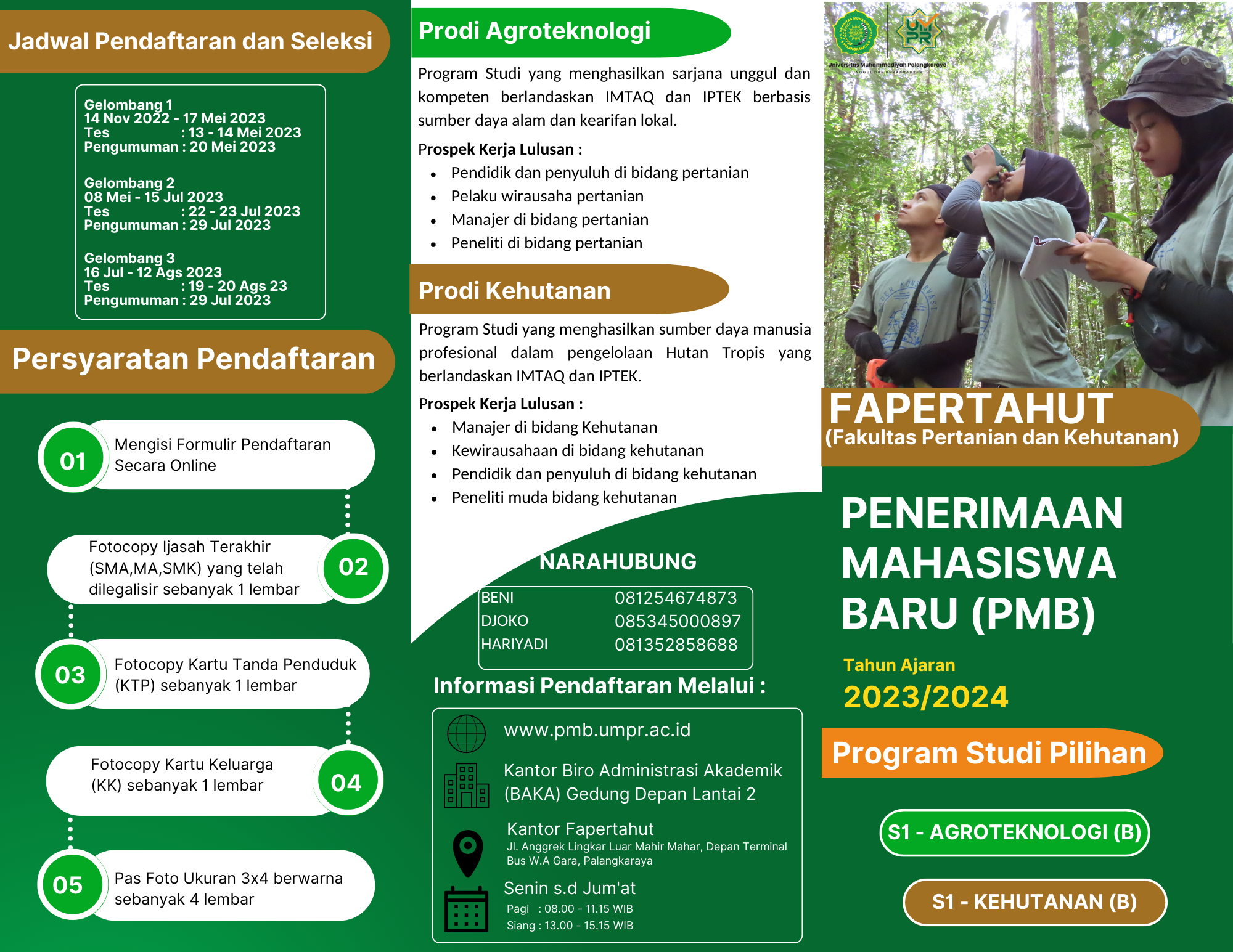 Brosur PMB Tahun Ajaran (TA) 2023/2024 – FAPERTAHUT